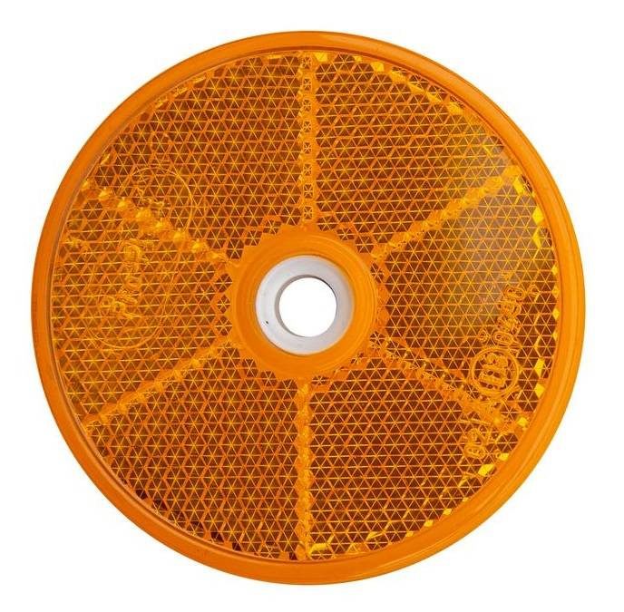 Rund refleks, diameter 60 mm, orange med hul - UNITRAILER